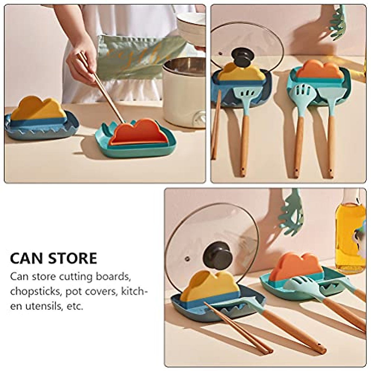 Hemoton 4pcs Pot Lid Racks Pot Lid Holders Cutting Board Holders Chopsticks Racks Utensils Lid Holder