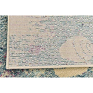 Unique Loom Positano Collection Coastal Modern Coral Lobster Shells Light Blue Area Rug (4' x 6')