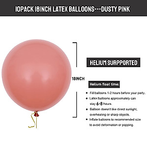 Dusty Pink 18 Inch Big Balloons 18in Dusty Rose Latex Balloons for Baby Shower Birthday Party Decorations 10pcs