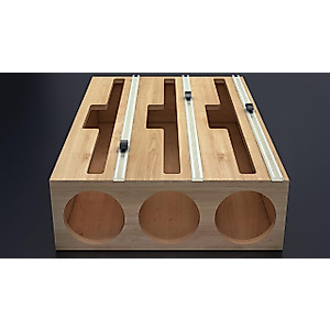 Blithe Goods 3-in-1 Foil and Plastic Wrap Dispenser with Cutter, Bamboo Foil and Plastic Wrap Organizer, 3X Hooks, 1x 12 Cling Sheet Roll - Wrapping Made Easy & Mess Free