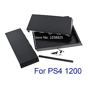 New Replacement Top Upper & Bottom Cover Full Housing Shell Case Cover for PS4 1200 CUH-1206 CUH-1209 CUH-12XX Console with Screws Stickers Black
