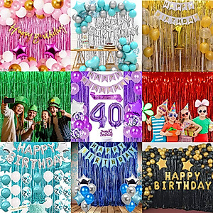 Fannev Black Tinsel Foil Fringe Curtain, 3.3ft x 8.2ft Sparkle Metallic Foil Back Drop for Party Photo Booth Props New Years Eve Birthday Bridal Shower Bachelorette Halloween Holiday Decors Supplies