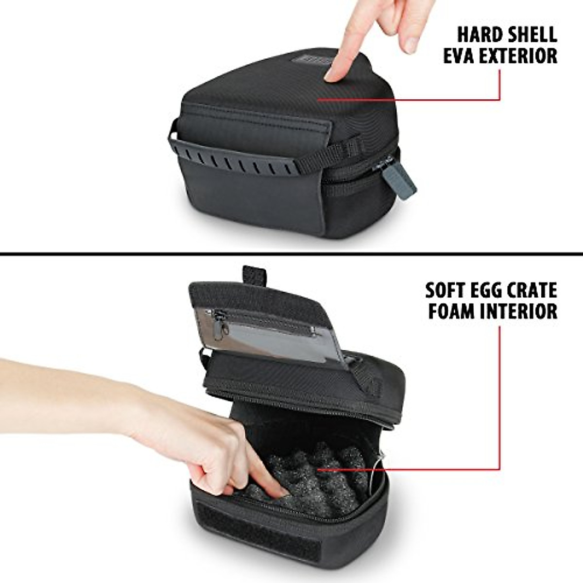 USA GEAR Hard Shell DSLR Camera Case (Black) with Molded EVA Protection, Quick Access Opening, Padded Interior and Rubber Coated Handle-Compatible with Nikon, Canon, Pentax, Olympus and More