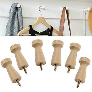 Wantane Screw-On Solid Wood Hook Wooden Coat Hook Coat and Hat Hook Shaker Hook Drying Hook for Hanging Clothes, Hats, Towels, etc. -10PCS