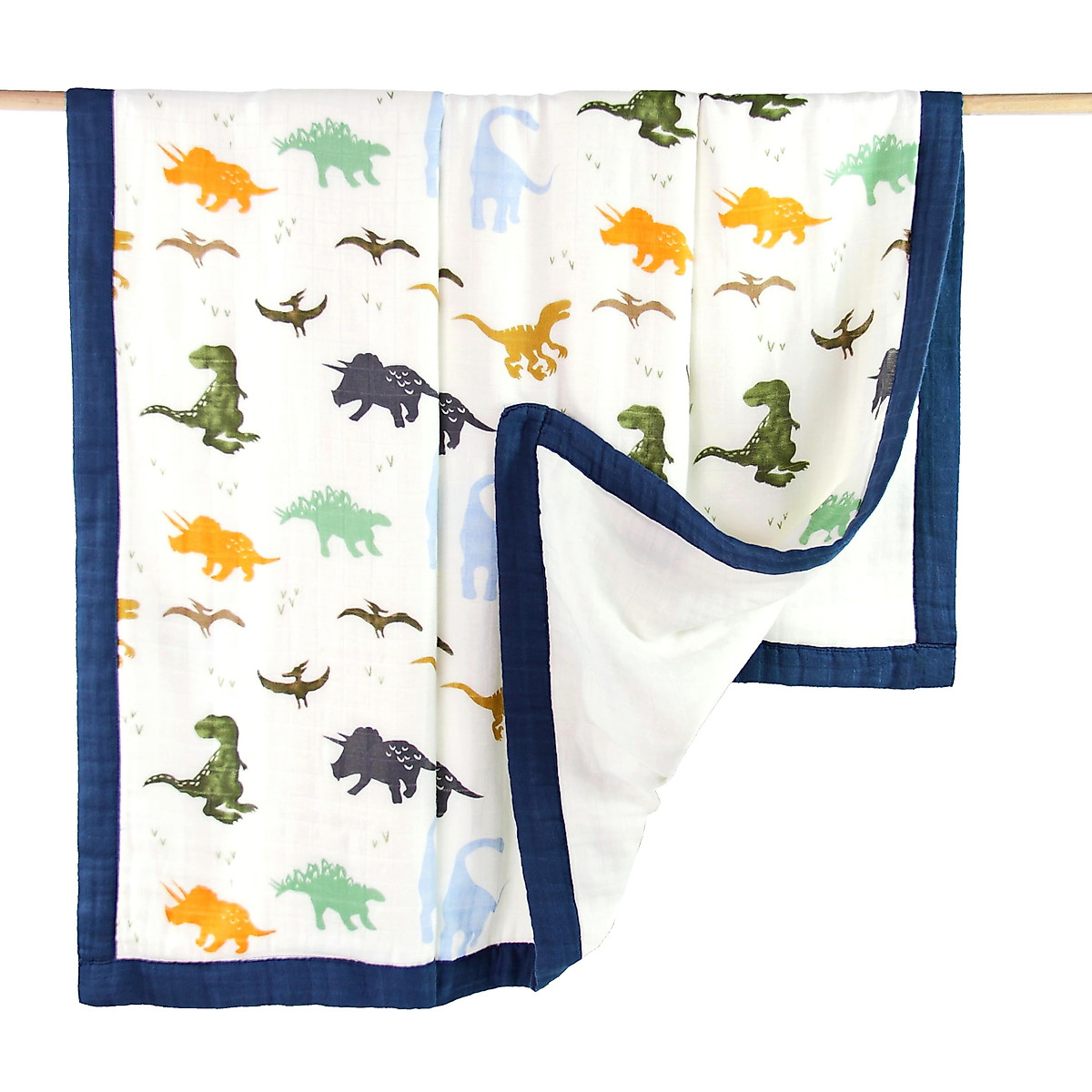 Aenne Baby, 4-Layer Muslin Toddler Crib Blanket for Boys, Warm and Hypoallergenic Extra Soft Wrap for New Borns and Infants, Dinosaur Dino Print, Large 47"x 47", 1 Pack