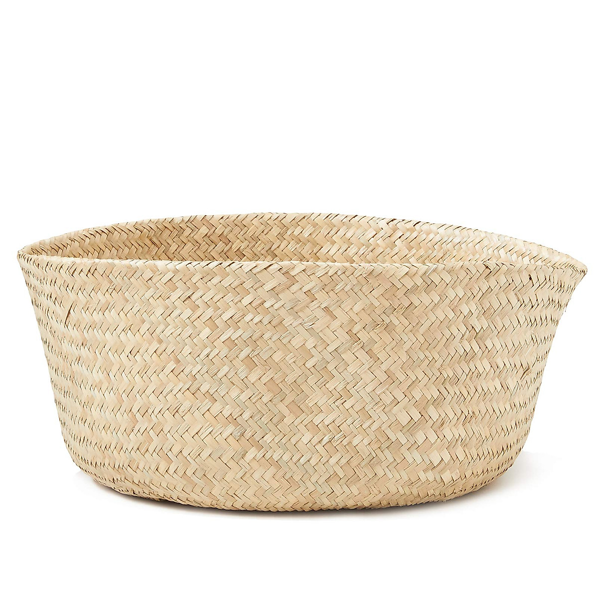 Americanflat Natural Hand-Woven Palm and Seagrass Belly Baskets (11" Tall)