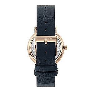 Skagen Women's Signatur Quartz Analog Stainless Steel and Leather Watch, Color: Blue/Rose Gold (Model: SKW2838)