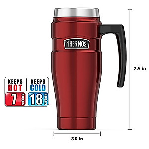 THERMOS Stainless King Vacuum-Insulated Travel Mug, 16 Ounce, Cranberry