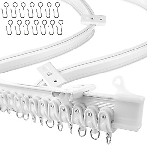 UrbanRed Flexible Bendable Ceiling Curtain Track, 22.9FT (7m), Ceiling Mount for Curtain Rail with Track Curtain System, Room Divider, Ceiling Curtain Rod, RV Ceiling Track for Curtains, White