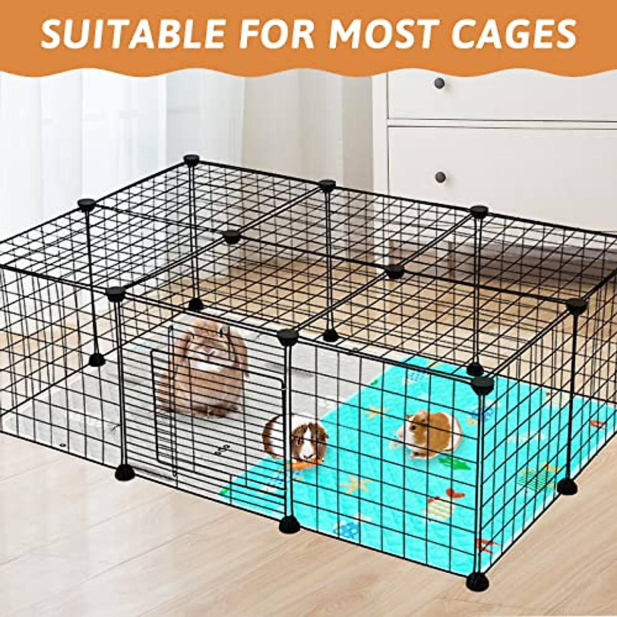 BNOSDM 3 Pcs Guinea Pig Cage Liners Washable Hamster Fleece Bedding Anti-Slip Reusable Bunny Pee Pads Super Absorbent Mats for Small Animals Rabbits Chinchilla Hedgehog
