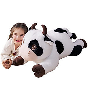 IKASA Giant Cow Stuffed Animal Plush Toy,30" Large Cute Jumbo Soft Toys,Huge Big Size Plushy Fluffy Fat Oversized Plushie