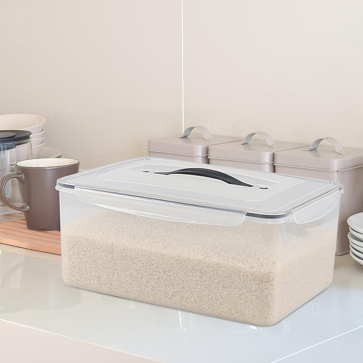 Leendines 4-Pack 15 Liter Clear Airtight Food Containers, Plastic Storage Box with Lid