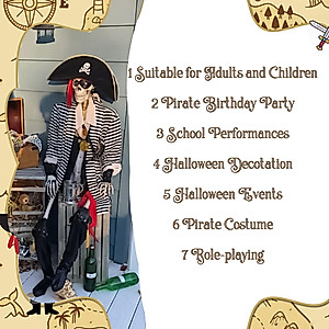 M&G House Halloween Adult and Kid's Party Pirate Hats Caribbean Pirate Hat Cap - 2 Pieces Black