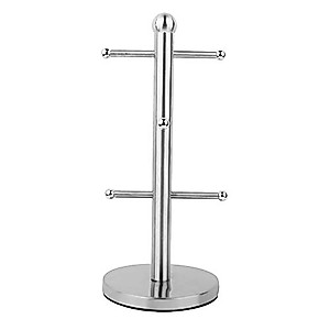 Zerodis Cup Storage Tree, Stainless Steel Cup Holder Stand with Thickened 3 Branches Metal Coffee Cup Storage Rack for Kitchen Countertop 5.9x5.9x14inch