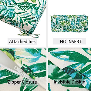 FUNHOME Outdoor Bench Cushion Cover 54 x18 x 3 inch,Waterproof Cover with Zipper&Ties,Fade-Resistant Slipcover,Patio Porch Swing Cushion Cover Replacement Only,No Insert(Palm Leaf)