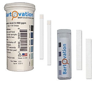 Peracetic Acid 0-160 ppm & Chlorine 0-200 ppm Test Strips [100 Strips of Each]