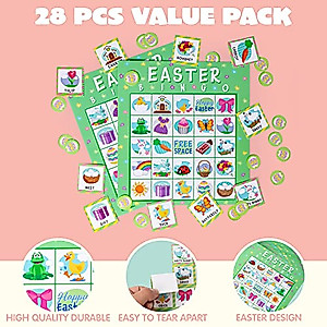 JOYIN 28 Players Easter Bingo Cards (5x5) for Easter Party Goodies Games, Kids School Classroom Gift, Indoor Family Activities, Basket Filler Stuffers.