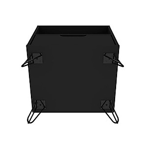 Manhattan Comfort Rockefeller Mid-Century Modern 1 Drawer Bedroom Nightstand, 20.08", Black