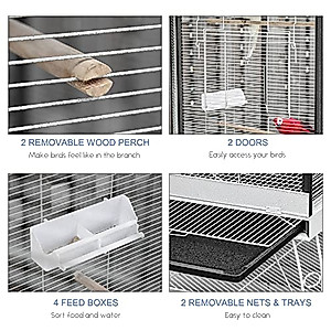 PawHut 44" Hexagon Covered Canopy Portable Aviary Flight Bird Cage With Storage