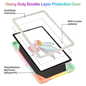 for Galaxy Tab S8 Plus Case for Galaxy Tab S7 FE Case with Screen Protector Butterfly Stand Strap Dolls Pencil Holder Hard Cover Kids Girls for Galaxy Tab S8+ 2022/S7 FE 2021/S7+2020 12.4''-Pink