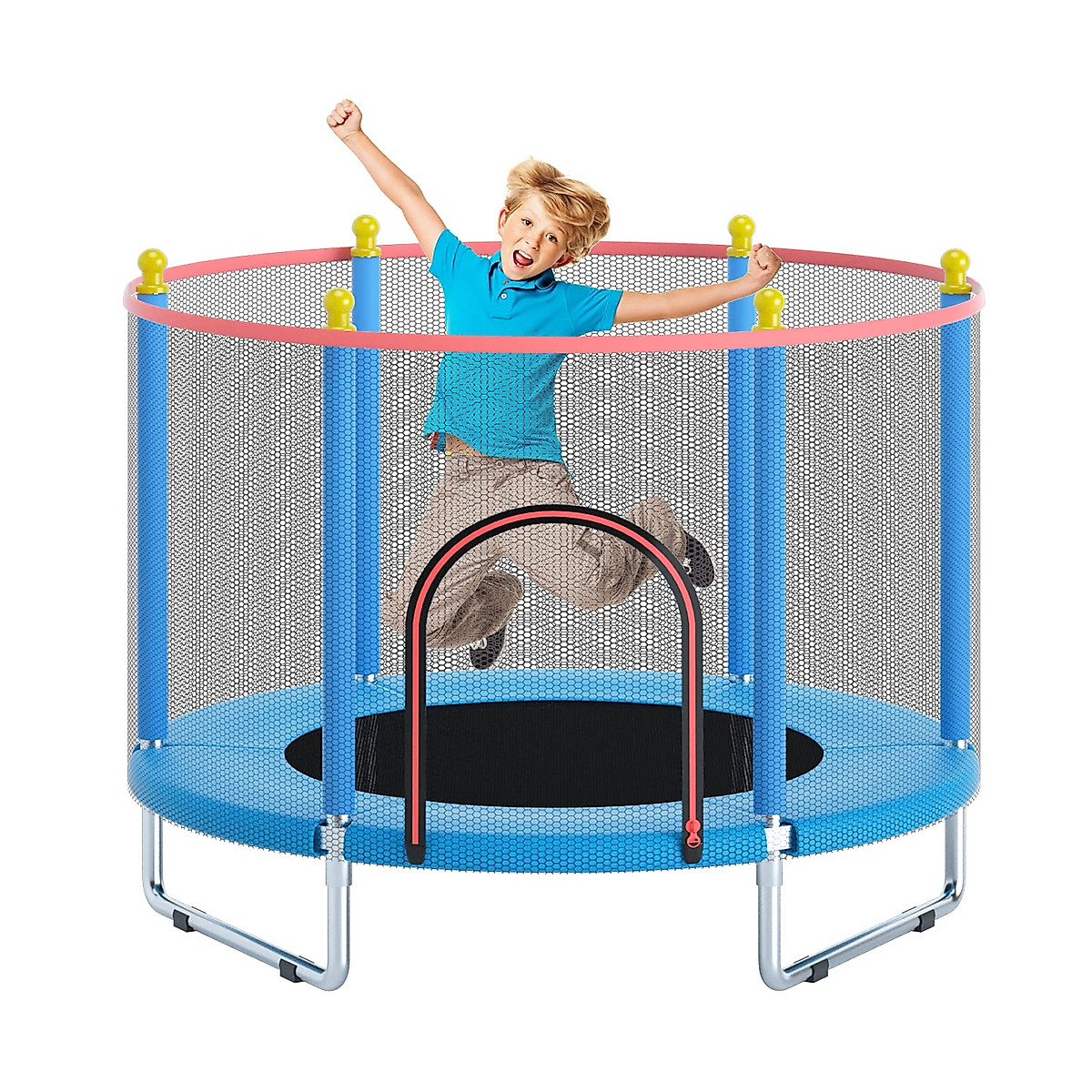Trampoline for Kids, Telawah Adjustable Toddler Trampoline, Indoor/Outdoor Mini Baby Trampoline with Enclosure Net, No-Gap Safe Design, Trampoline Jumping Mat Gifts for Children