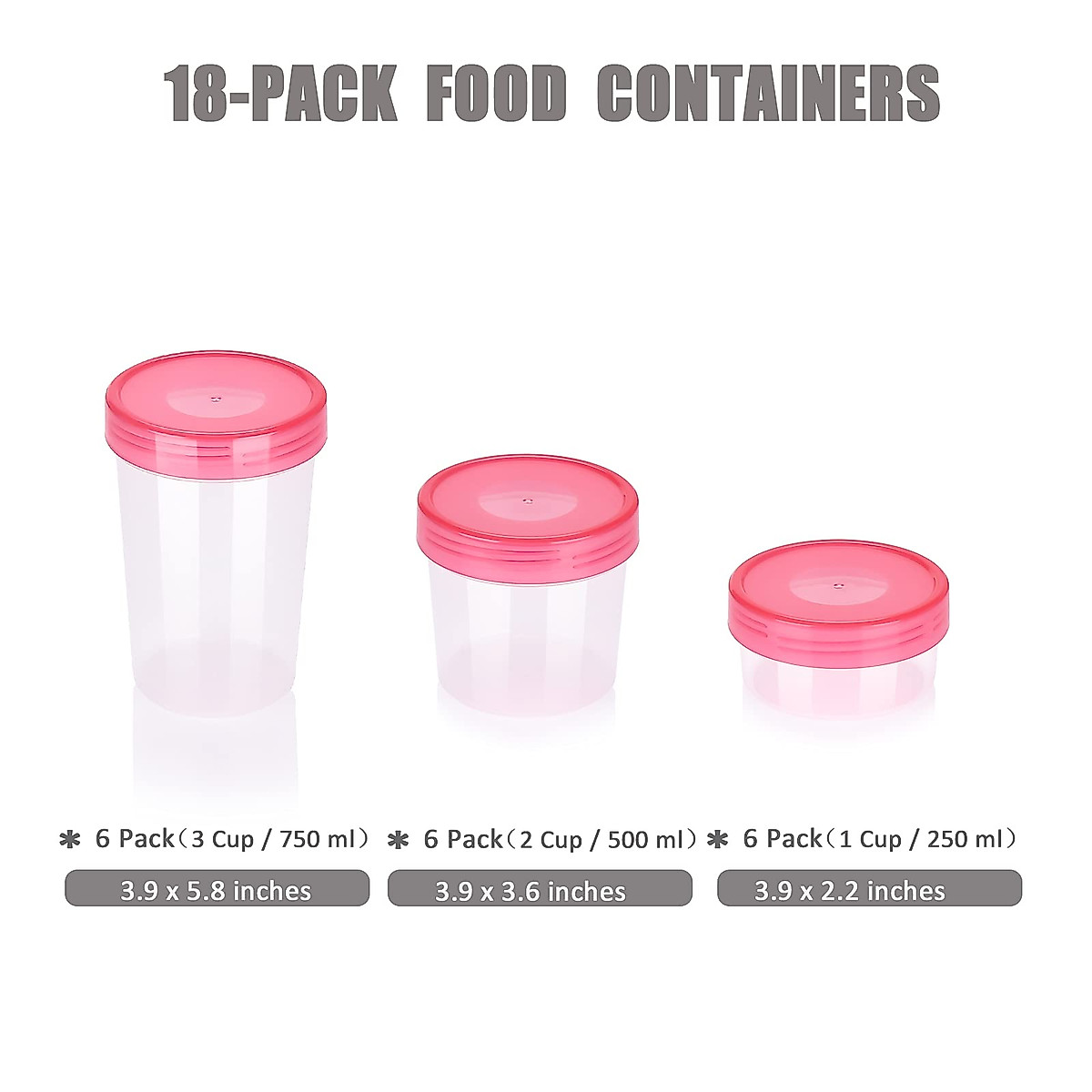 Tauno Easy Lock & Open Food Storage Containers | Plastic Food Jars Screw-On Lids | Twist and Seal Top, BPA Free | 18 Pack 36 Cup Total