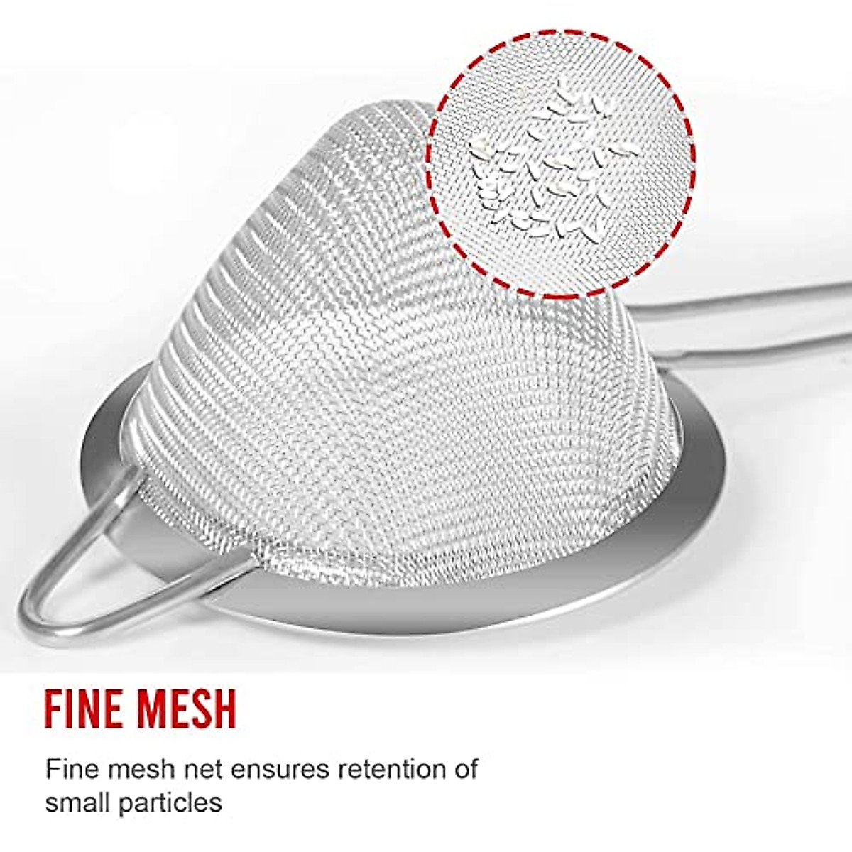 Kafoor Set of 2 Stainless Steel Mesh Strainers for Kitchen - 6.3 inch Large Fine Mesh Strainer & 3.3 inch Small Strainer Fine Mesh - Ideal to Sieve Pasta Noodles, Quinoa, Tea, Coffee, Juices, Flour