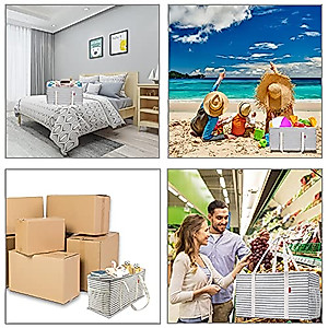 LHZK Standing Extra Large Utility Tote Bag with Metal Wire Frame and the Sides Rinforced, Large Collapsible Tote (Gray)