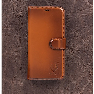 VENOULT Wallet Case for iPhone 16 Pro MAX 6.9" / 16 Pro 6.3" / 15 Pro MAX /14/13 Pro and All Previous Series, [Compatible with MagSafe], Man or Women, 4 Card Holder, Full Grain Genuine Leather, RFID