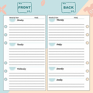 164 Sheets 6 Hole Budget System Refill 37.4 x 66.93 Inch Classic Weekly Monthly A6 Planner Inserts Personal Double Sided 6 Ring Planner Refill for Binder Cover Budgeting Envelope Wallet Bill Saving