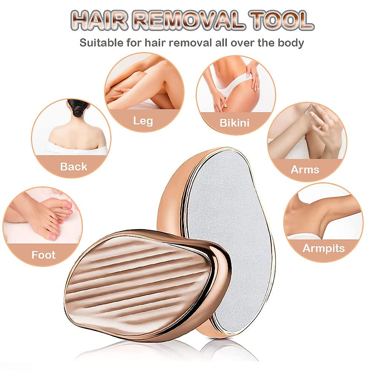 SPOTFISH Hair Eraser for Women and Men, Reusable Crystal Hair Remover Hair Removal Device (Blue)