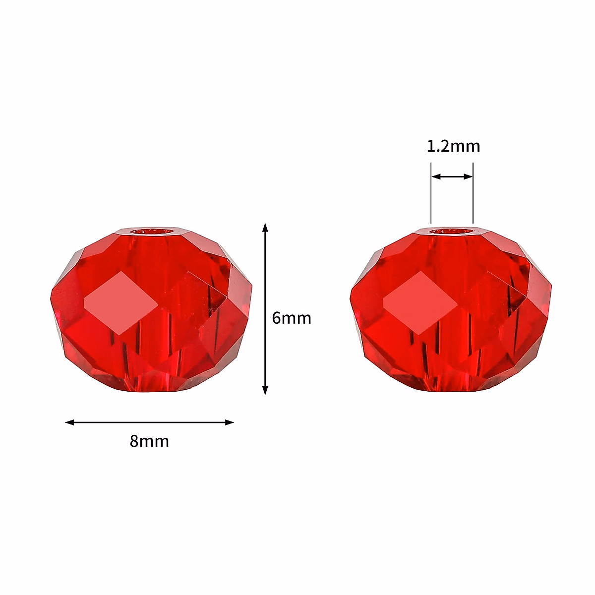 Novborcz 8mm Red Rondelle Glass Beads for Jewelry Making 320pcs Faceted Briolette Shape Crystal Spacer Beads Assortments Supplies Accessories for Bracelet Necklace for Wholesale(Red)