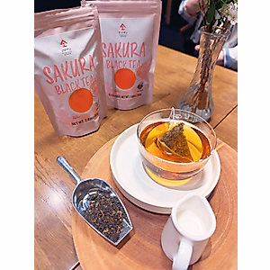 YAMASAN KYOTO UJI Sakura Japanese Loose Leaf Black Tea Bag 3g×15bags,Cherry Blossom Flavored Tea, Blended with cherry leaves