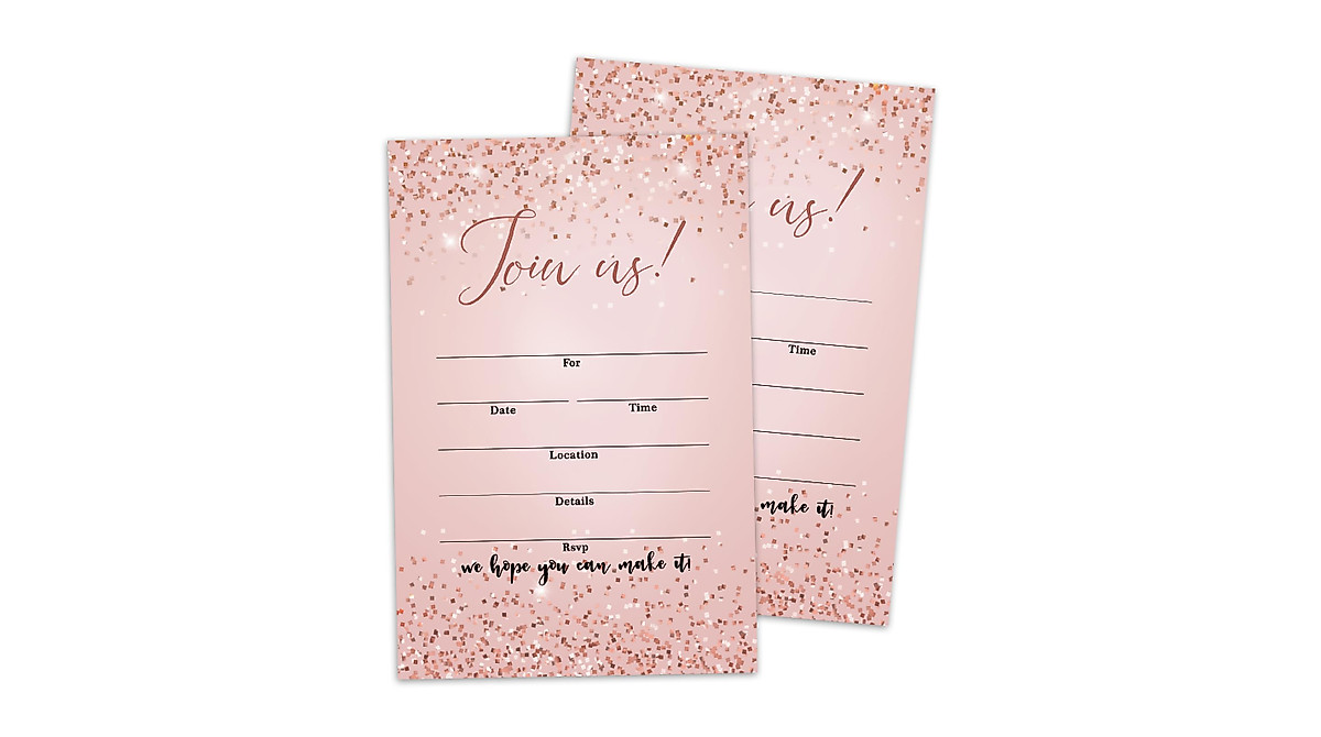 Rose Gold Invitations Set of 25 for All Occasions