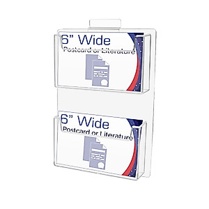 Marketing Holders Slatwall Postcard Organizer Double Pocket Clear Acrylic Display for 6" Timeclock Index Card Pamphlets Greeting Cards Organizing Space Saving Rack