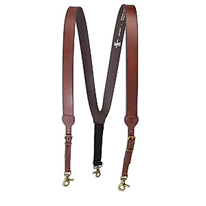 M & F Western Men's Nocona Hdx Smooth Leather Suspenders (Large, Brown)