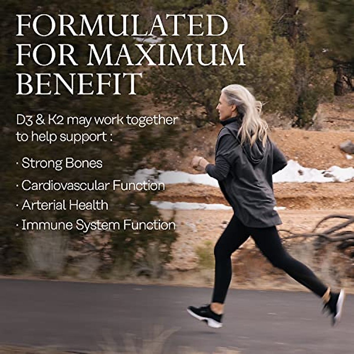 SOLARAY Vitamin D-3 + K-2, Calcium Absorption, Bone Strength, Cardiovascular & Immune Function Support, 60 VegCaps