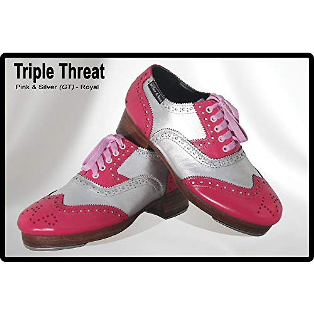 Miller & Ben Tap Shoes, Triple Threat, Pink & Silver Royal Professional Tap Shoes (41 EU)
