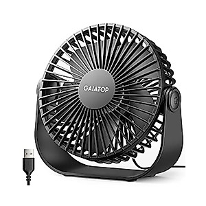Gaiatop USB Desk Fan, 3 Speeds Portable Small Fan with Strong Airflow, 5.5 Inch Quiet Table Fan, 90° Rotate Personal Cooling Fan For Bedroom Home Office Desktop Travel (Black)