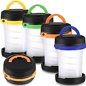 Retisee 4 Pcs Collapsible LED Camping Lantern Battery LED Operated Camping Lantern Lights Lantern Flashlight Portable Lamp Camping Accessories for Emergency Power Outage Hiking Tent Outdoor, 4 Colors