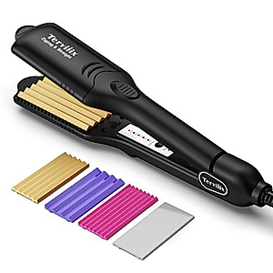Terviiix Hair Crimper for Women with 4 Interchangeable Plates, Keratin & Argan Oil Infused Crimping Iron for Hair, Volumizing Crimper Hair Iron with 5 Heat Settings & 60 Min Auto Off