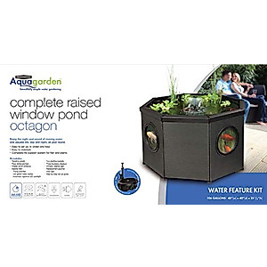 Pennington Aquagarden, Complete Raised Window Pond Kit - Octagon, Water Feature Pool, Includes Inpond 5 in 1 300 Pond & Water Pump with UV Clarifier, 106 Gallon Decking Pond, Three Fountain Displays,