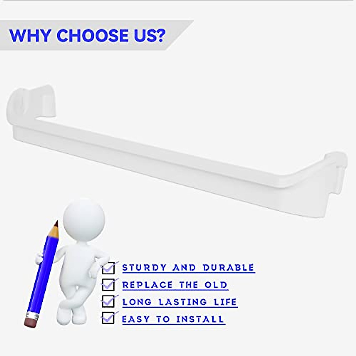 ECOTRIC Refrigerator Door Shelf Rack Bar Rail Retainer Compatible with Kenmore Frigidaire Refrigerators Replacement for 240534901 AP3214630 PS734935 Door Bin Refrigerator Parts & Accessories