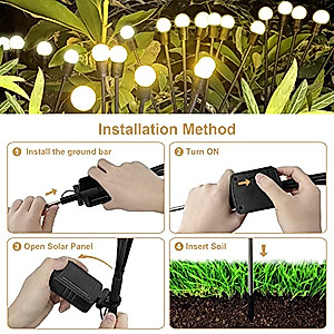 XIILSIE Solar Garden Lights, 6 LED Solar Firefly Starburst Swaying Lights Sway by Wind, 2 Modes Solar Landscape Path Lights Outdoor Waterproof Garden Yard Pathway Decoration Lights Warm White (2 Pack