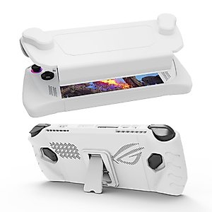EJGAME Upgraded Ultra Slim TPU Protective Case with Front Cover Compatible with ASUS ROG Ally, Shock-Absorption, Non-Slip and Anti-Scratch Design Cover Protector (White)