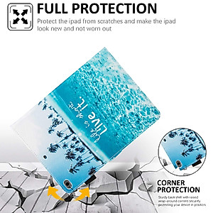 Dteck Case for iPad 9.7 inch 2018 2017 / iPad Air Case/iPad Air 2 Case, PU Leather Folio Smart Cover with Auto Sleep Wake Stand Wallet Case for Apple iPad 6th / 5th Gen,iPad Air 1/2, Beach Live it