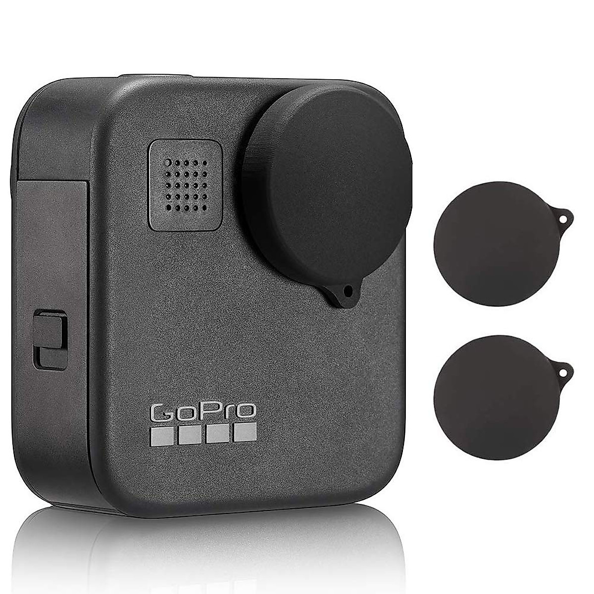 AKWOX [4 Pack] Tempered Glass Screen Protector for Gopro Max Action Camera (2-Pack) & Lens Cap Cover (2-Pack)