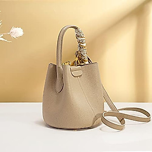 Leather Texture Bucket Bag Ladies Tote Bag Large Capacity Cross-Body Cabbage Basket Bag green