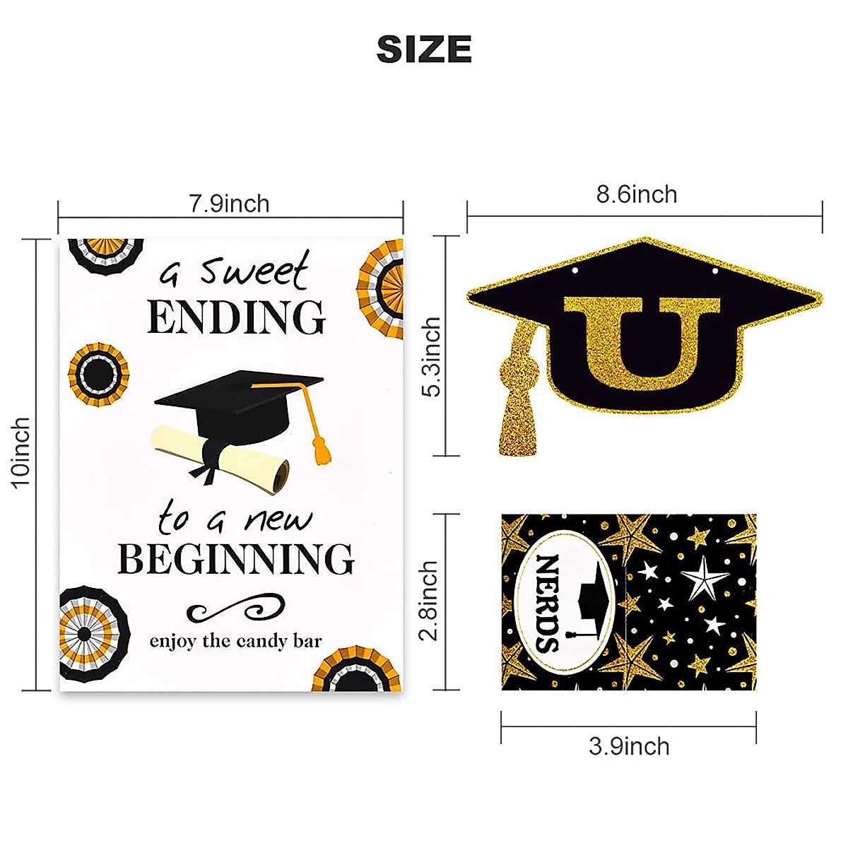 HERZOME Graduation Candy Bar Decorations 2022 Graduation Banner and Candy Bar Buffet Sign (Unframed) with 12 Label Tent Cards Set
