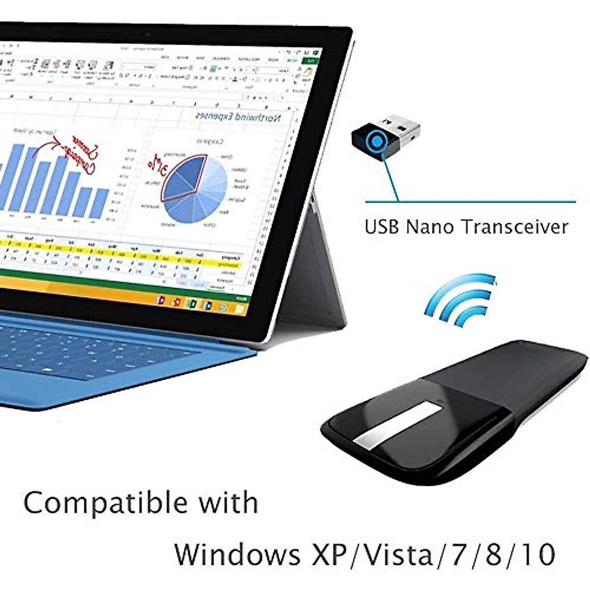 Wireless Mouse Foldable Folding Mice for Microsoft Laptop PC Mac